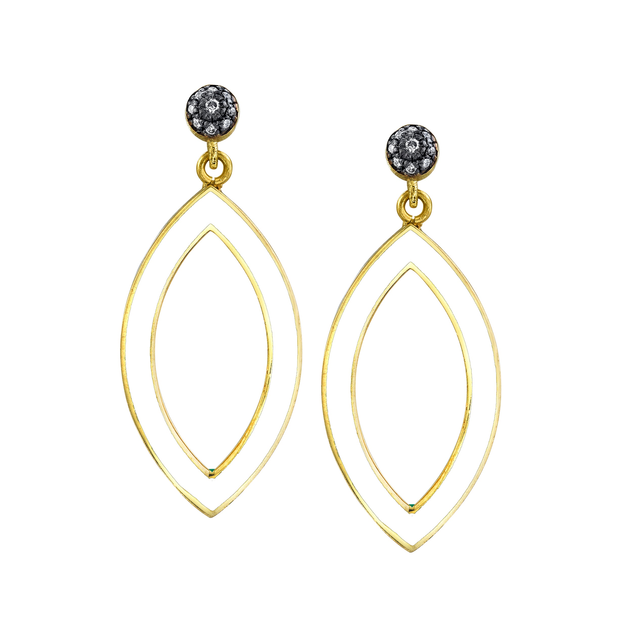Pave Ball Studs with Open Enamel Marquise – Sarah Hendler