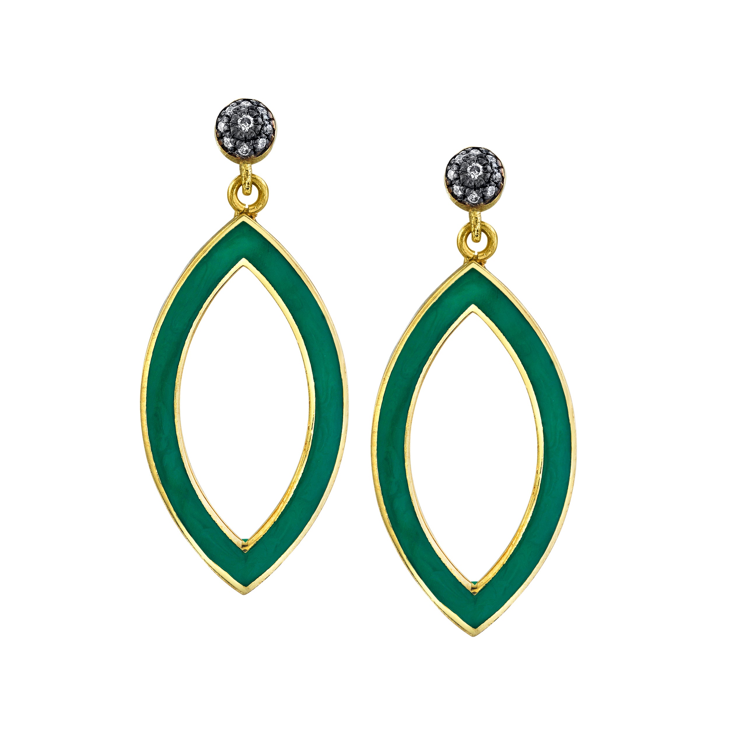 Pave Ball Studs with Open Enamel Marquise – Sarah Hendler